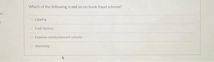Solved es Which of the following is not an on-book fraud | Chegg.com