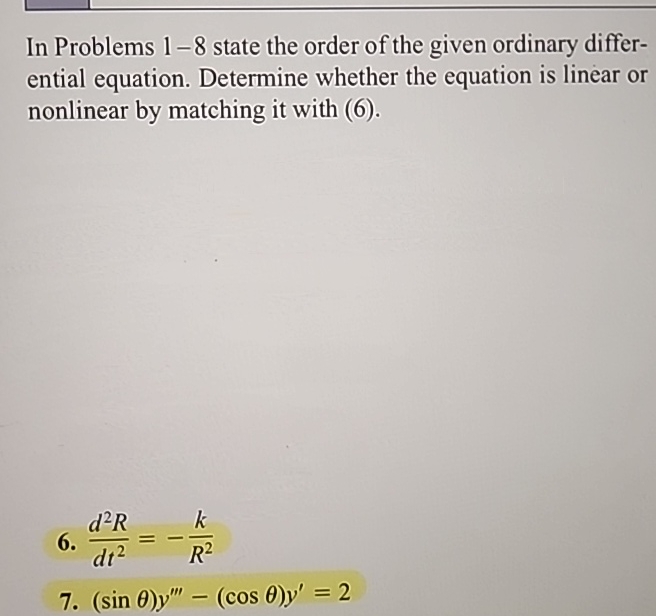 Solved In Problems 1-8 ﻿state the order of the given | Chegg.com