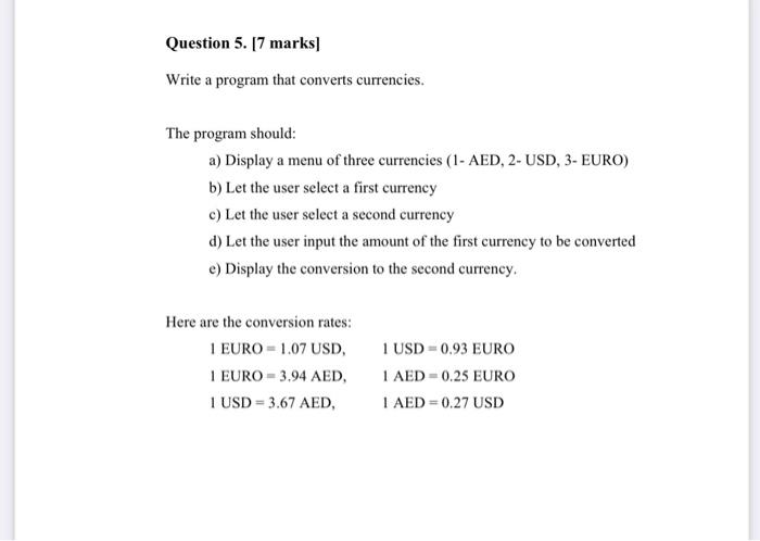 Solved Write a program that converts currencies. The program | Chegg.com