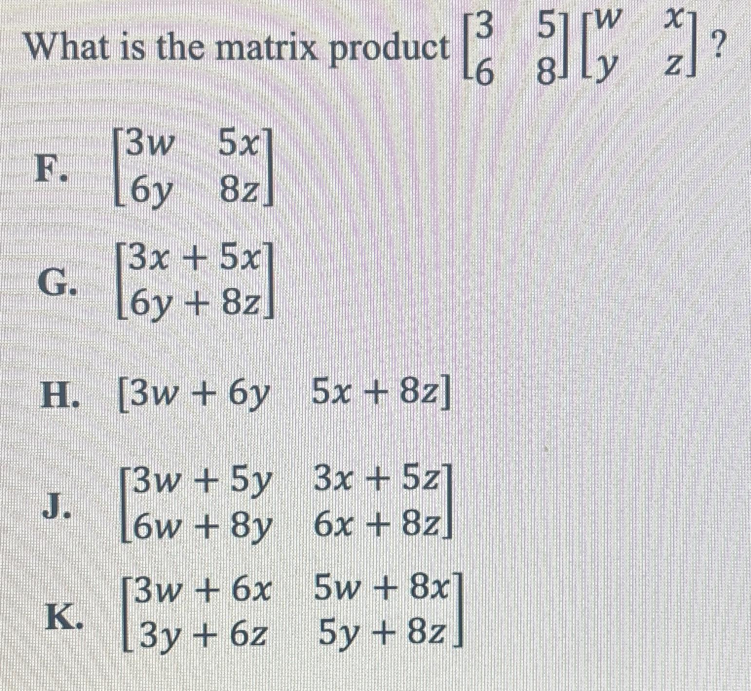 Solved What is the matrix product | Chegg.com
