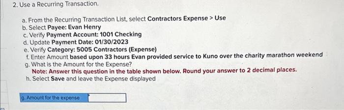 Solved EM6.8 Recurring Transaction Expense Use a Recurring | Chegg.com