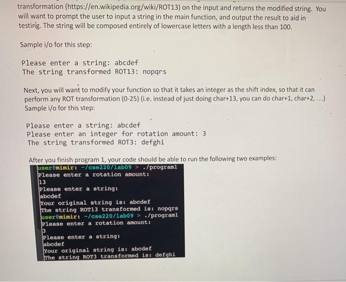 Solved Program 1: ROT Transformation: You will write a | Chegg.com