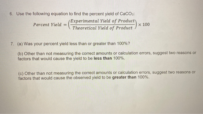 Solved I need to find the Theoretical yield of CaCO3 when | Chegg.com