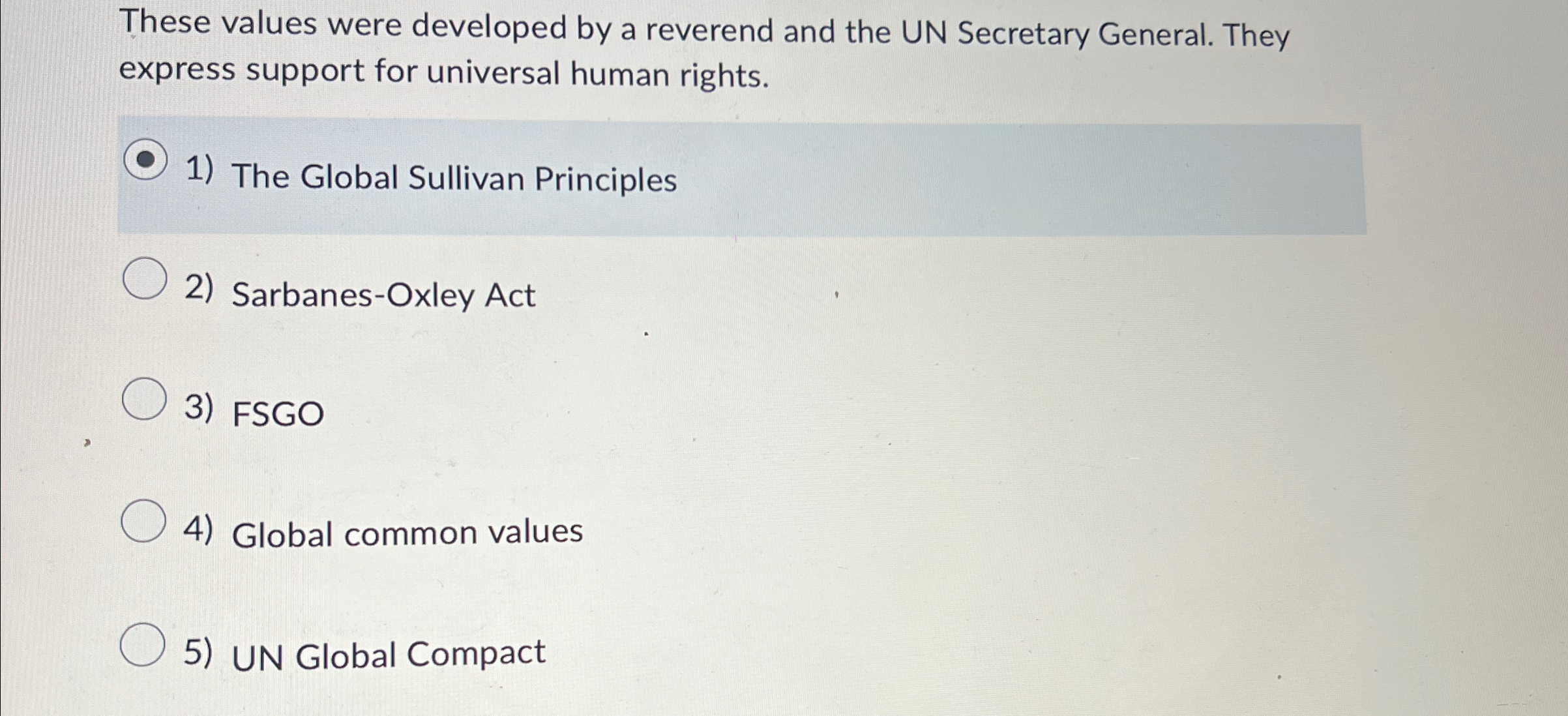 Solved These values were developed by a reverend and the UN | Chegg.com