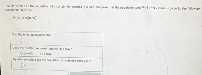 Solved A study is done on the population of a certain fish | Chegg.com