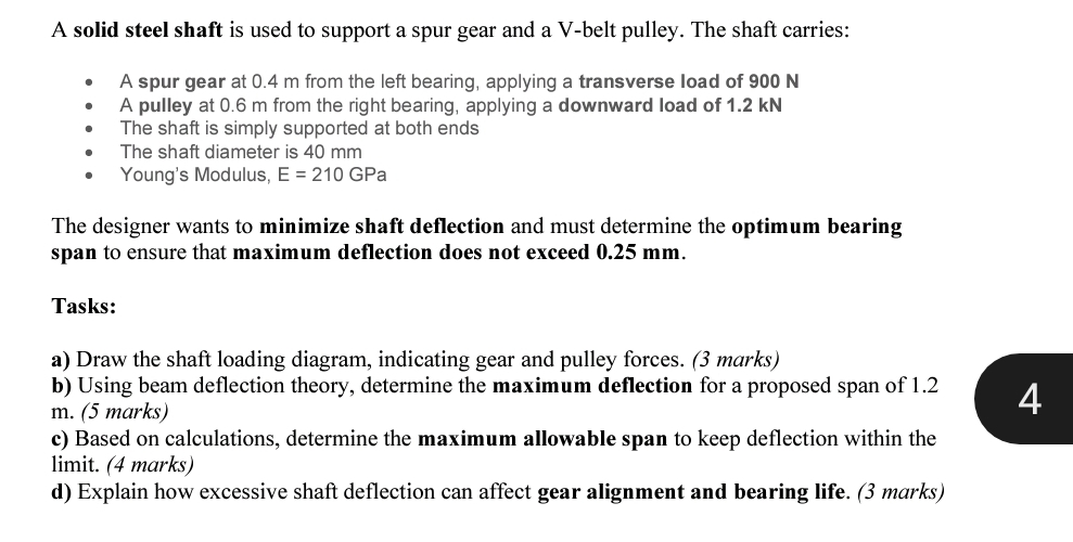A solid steel shaft is used to support a spur gear | Chegg.com