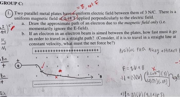 Solved (1.) Two parallel metal plates have/a uniform | Chegg.com
