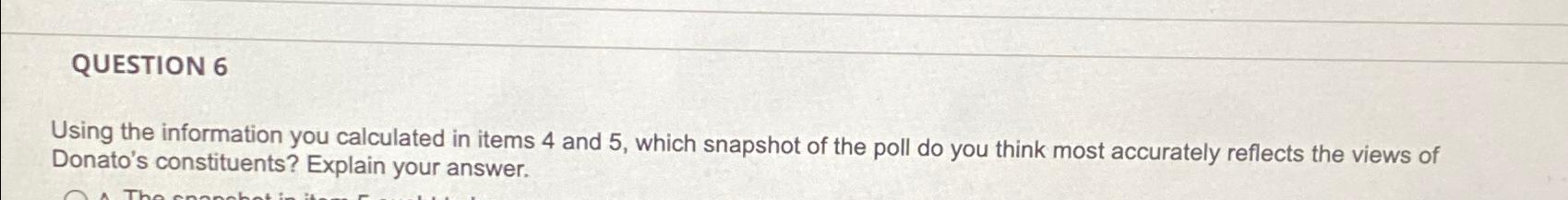 Solved QUESTION 6Using the information you calculated in | Chegg.com