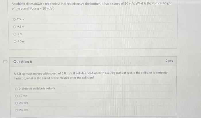 Solved An object slides down a frictionless inclined plane. | Chegg.com