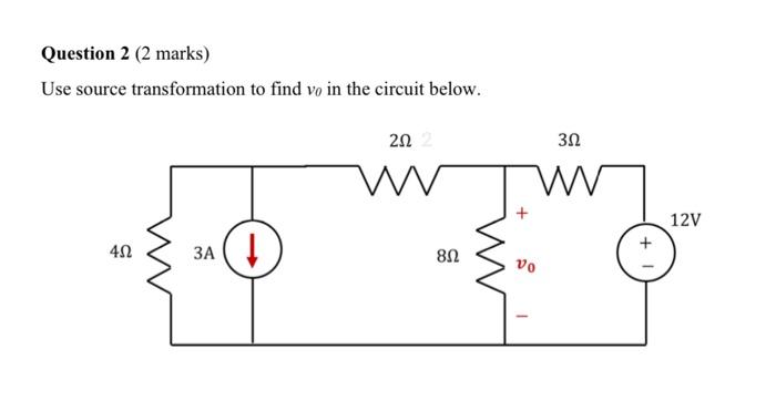 Solved Use source transformation to find v0 in the circuit | Chegg.com