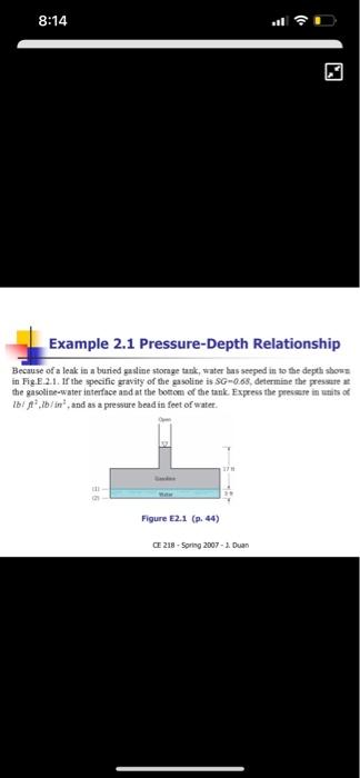 Solved 8:14 Example 2.1 Pressure-Depth Relationship Because | Chegg.com
