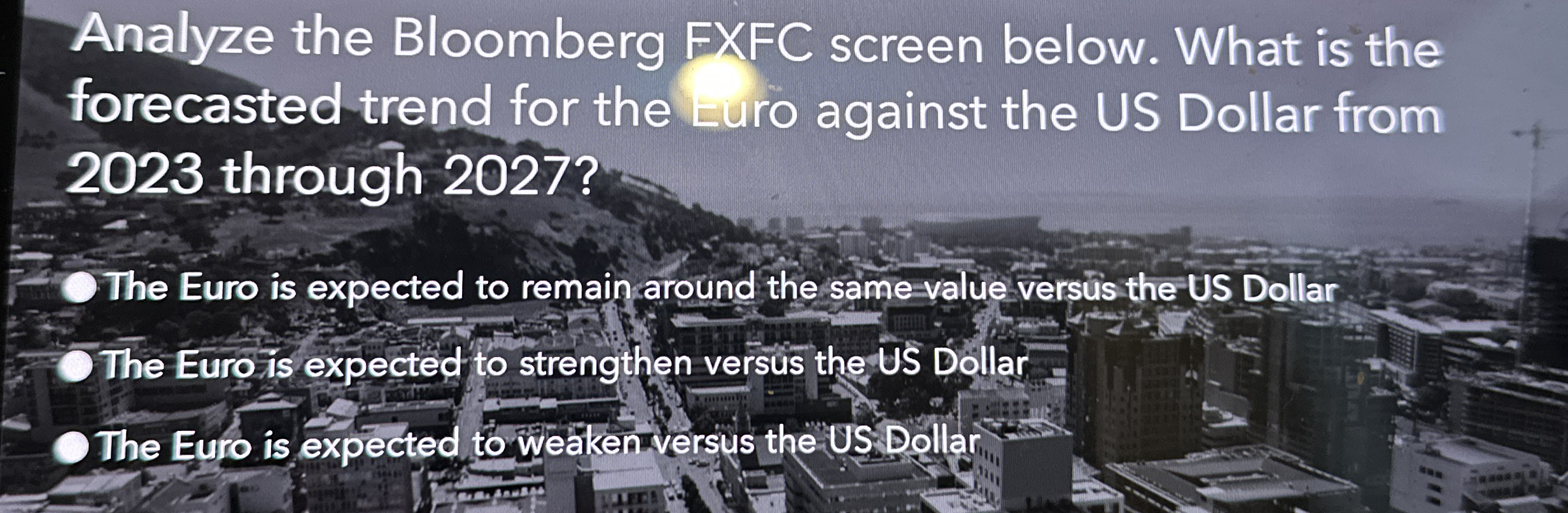 Solved Analyze the Bloomberg FXFC screen below. What is the | Chegg.com