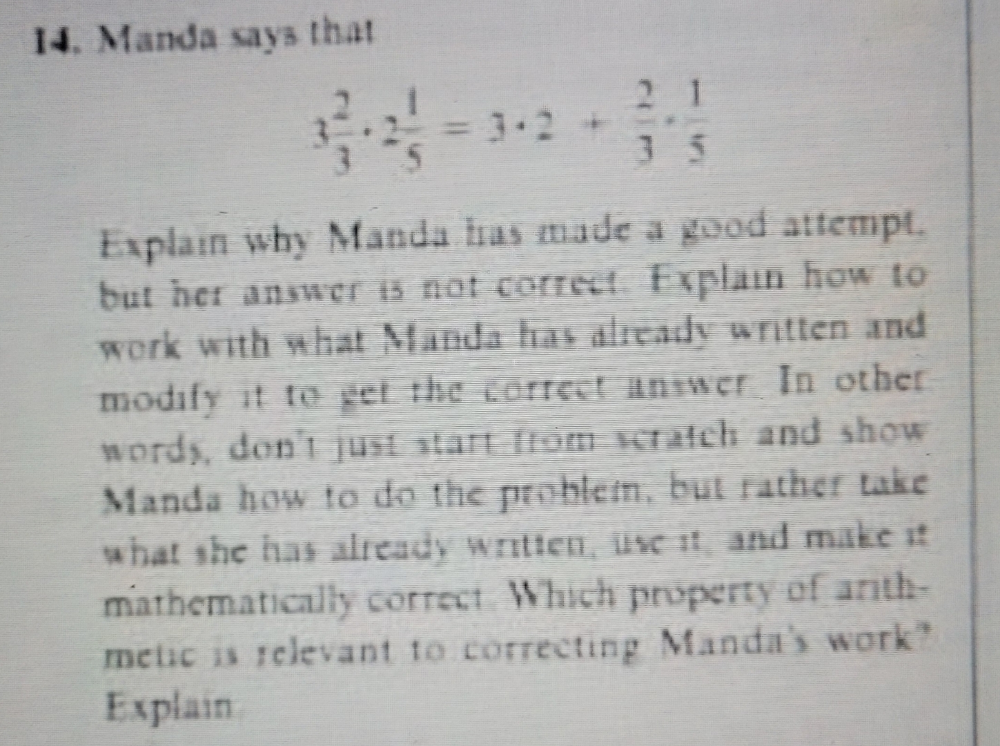 Solved Manda says that323*215=3*2+23*15Explain why Manda lus | Chegg.com