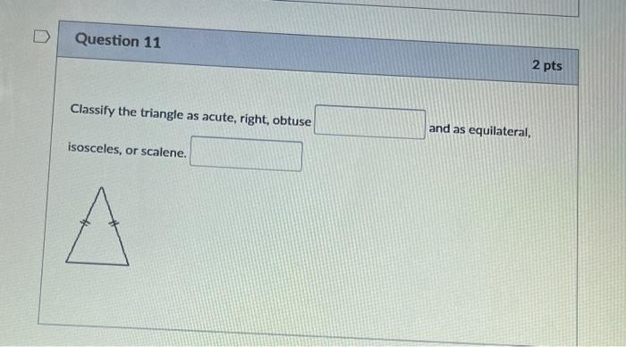 Solved Classify the triangle as acute, right, obtuse | Chegg.com