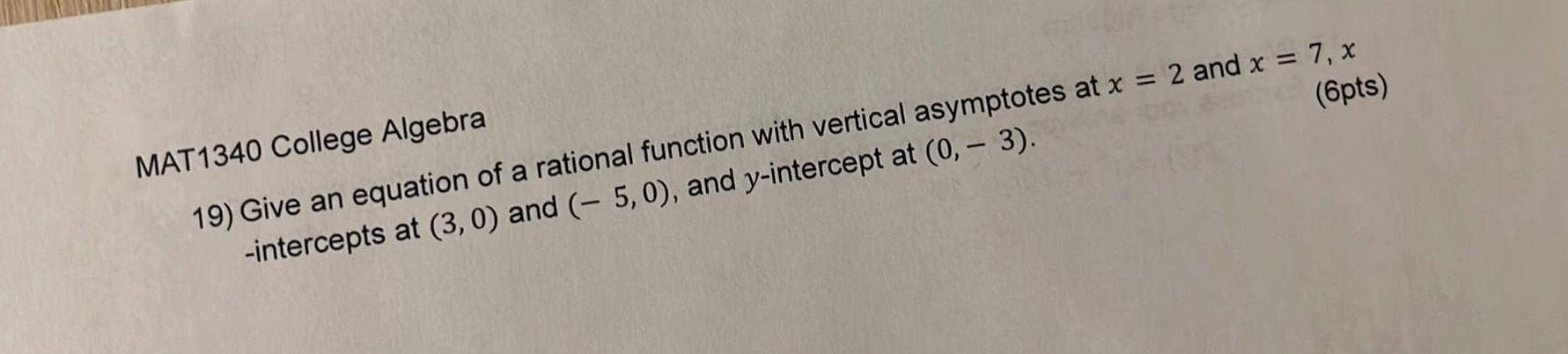 Solved MAT 1340 ﻿College AlgebraGive an equation of a | Chegg.com