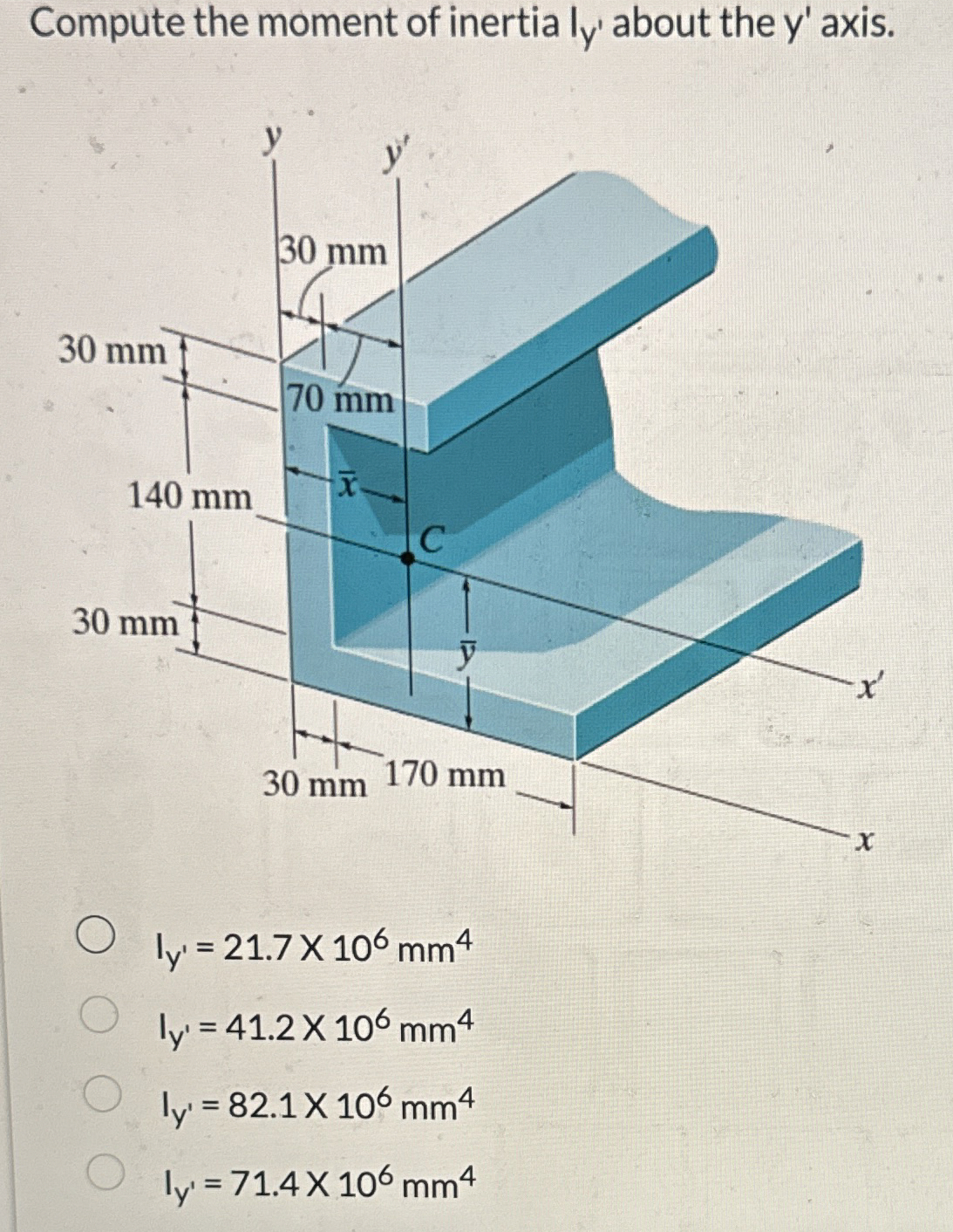 Solved by an EXPERT Compute the moment of inertia Iy' ﻿about the y' | Chegg.com