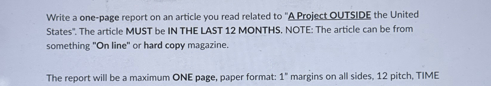Solved Write a one-page report on an article you read | Chegg.com