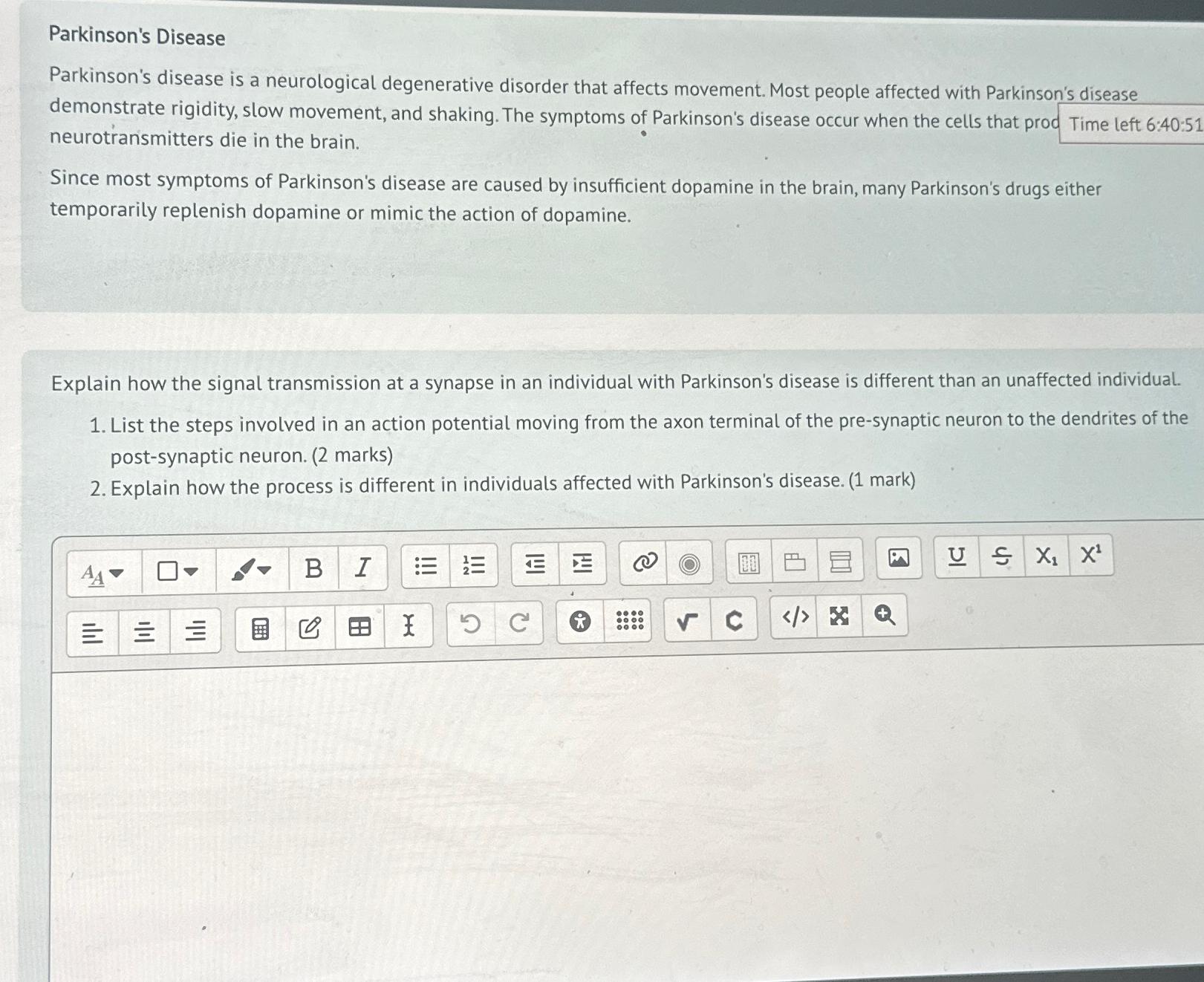 Solved Parkinson's DiseaseParkinson's disease is a | Chegg.com