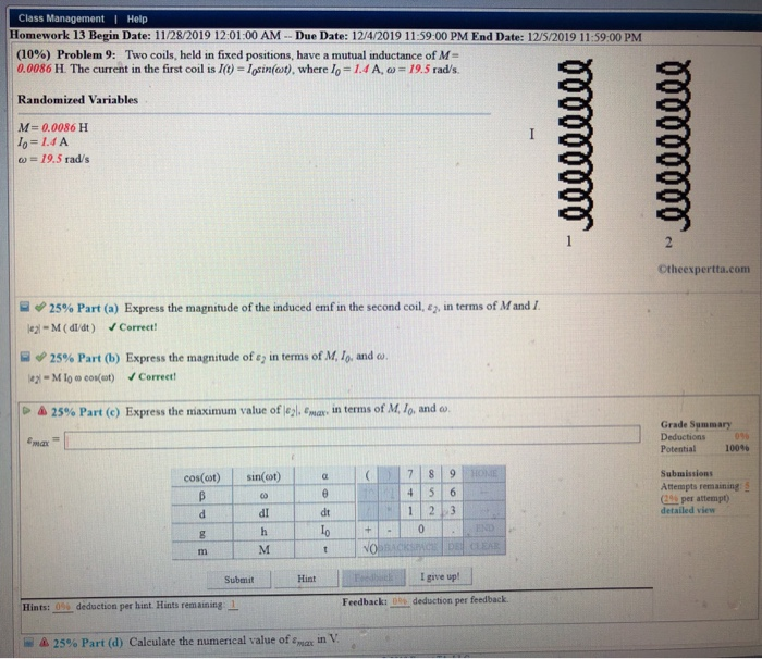 Solved Class Management | Help Homework 13 Begin Date: | Chegg.com