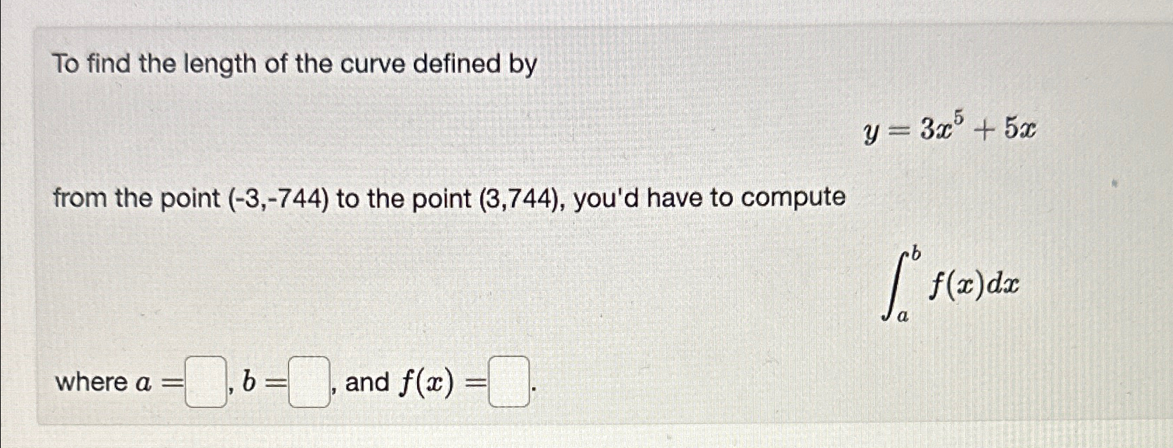 Solved To find the length of the curve defined | Chegg.com