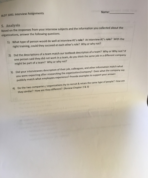 Interview Assignments 1. Informational Interview This | Chegg.com