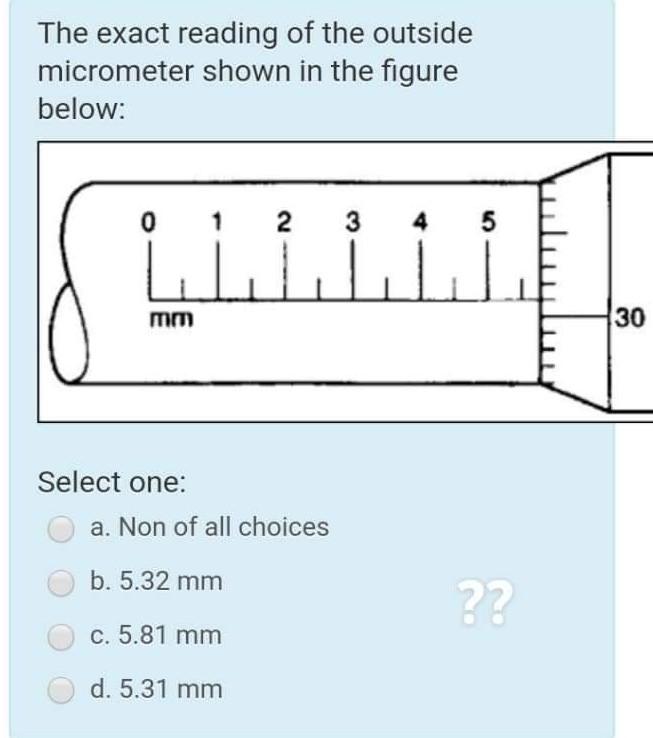 Solved The exact reading for the following depth gauge is : | Chegg.com