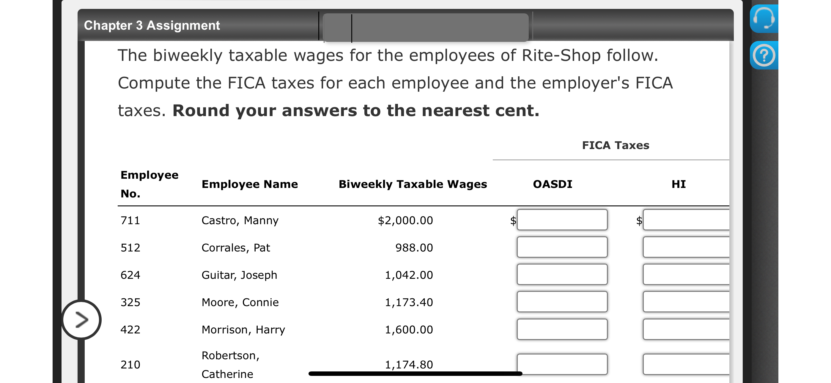 Solved Chapter 3 ﻿AssignmentThe biweekly taxable wages for | Chegg.com