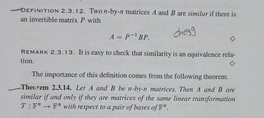 Solved DEFINITION 2.3.12. Two n-by- n matrices A and B are | Chegg.com