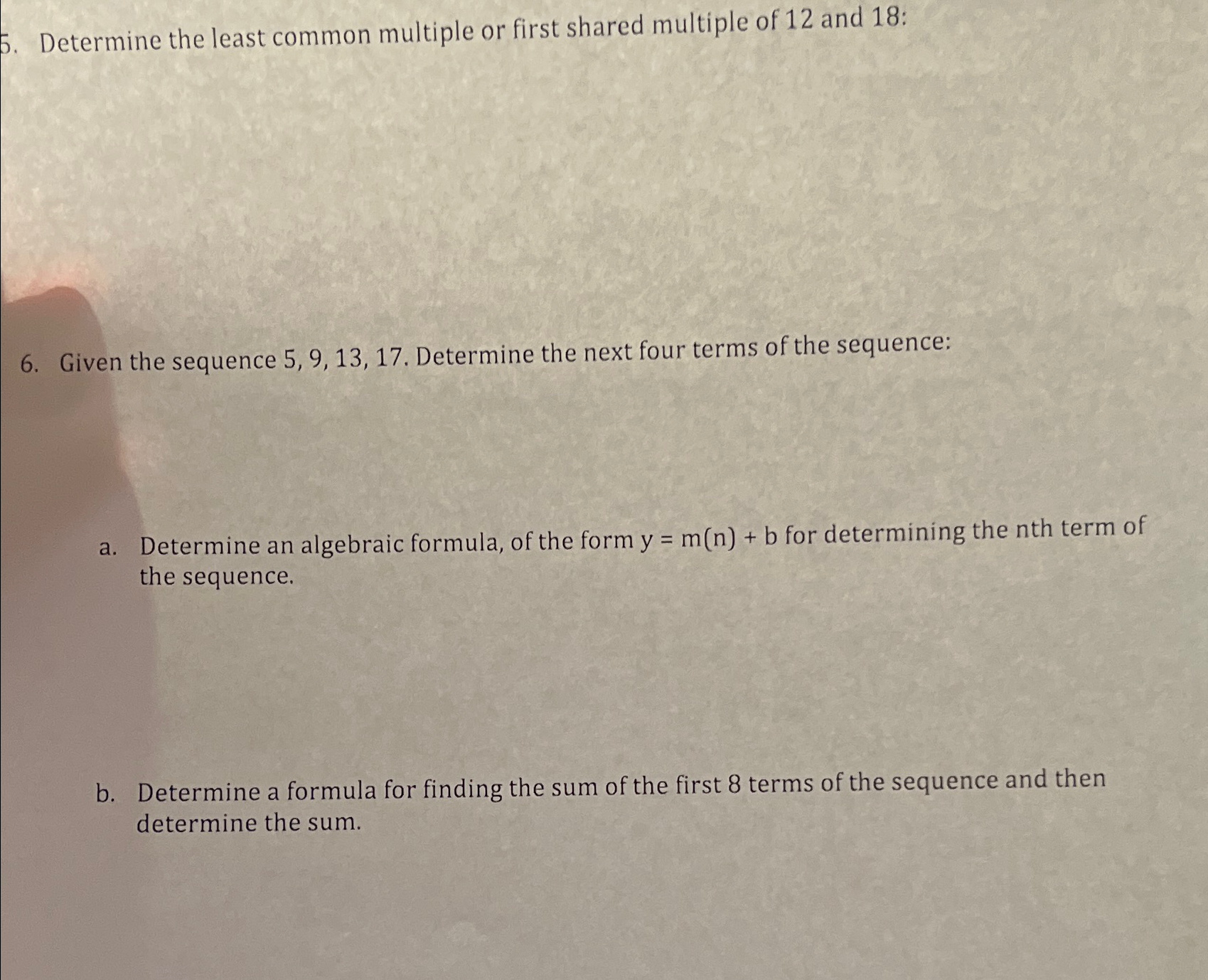 Solved Determine the least common multiple or first shared | Chegg.com