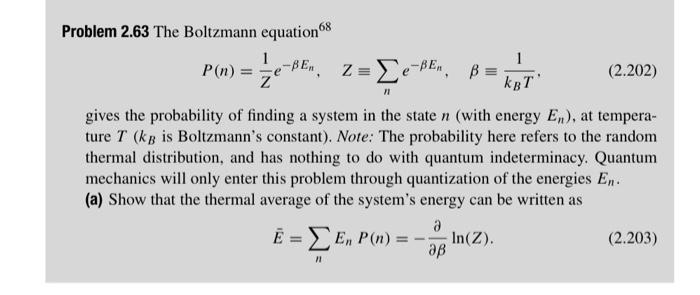 Solved Problem 2.63 The Boltzmann equation 68 | Chegg.com