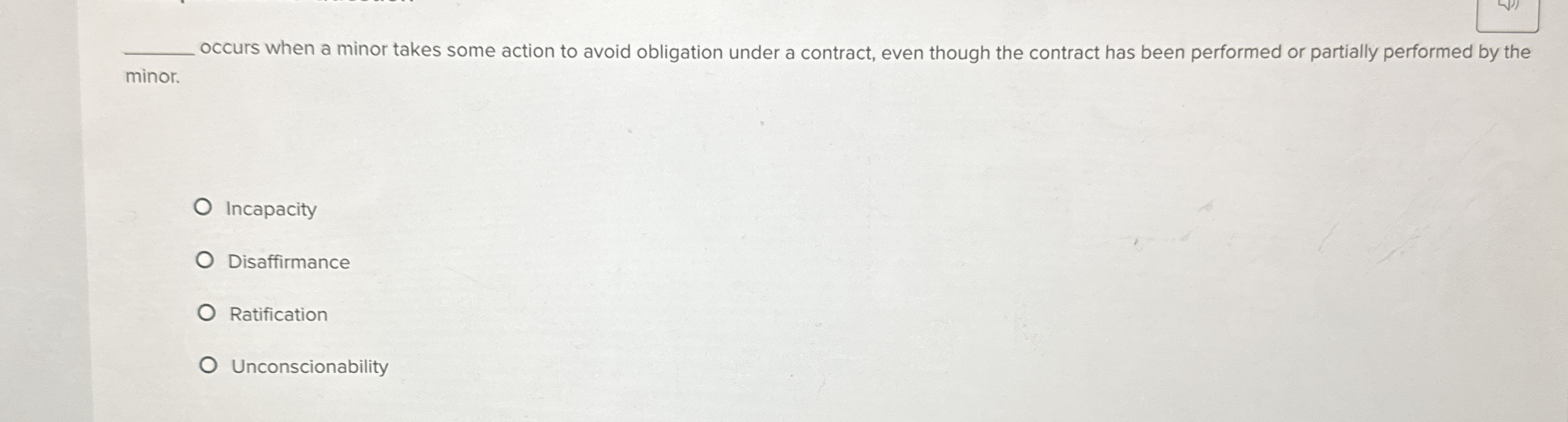 Solved occurs when a minor takes some action to avoid | Chegg.com