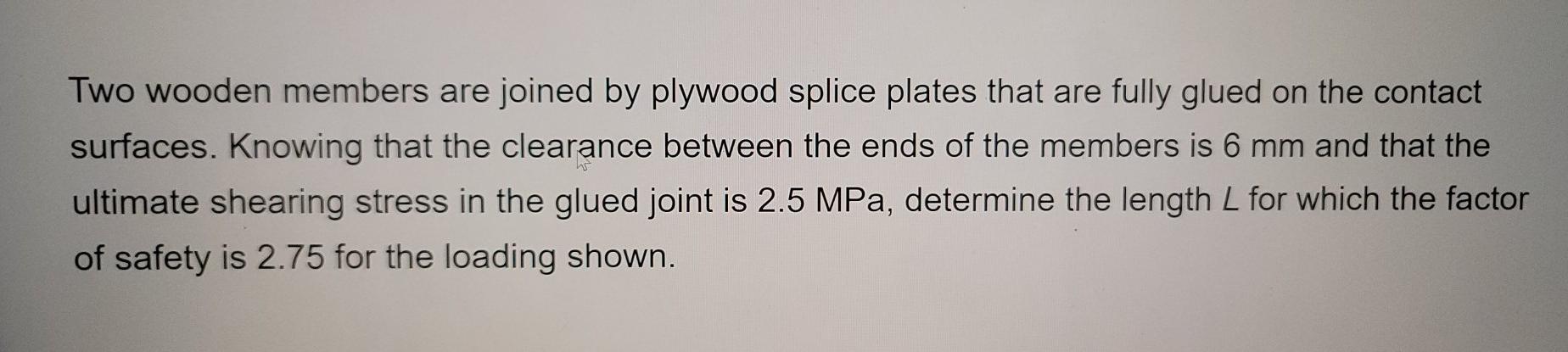 Solved Two wooden members are joined by plywood splice | Chegg.com