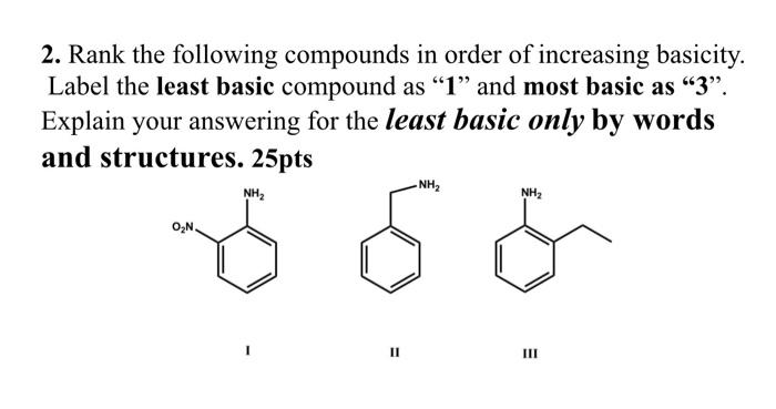 Solved 2. Rank the following compounds in order of | Chegg.com