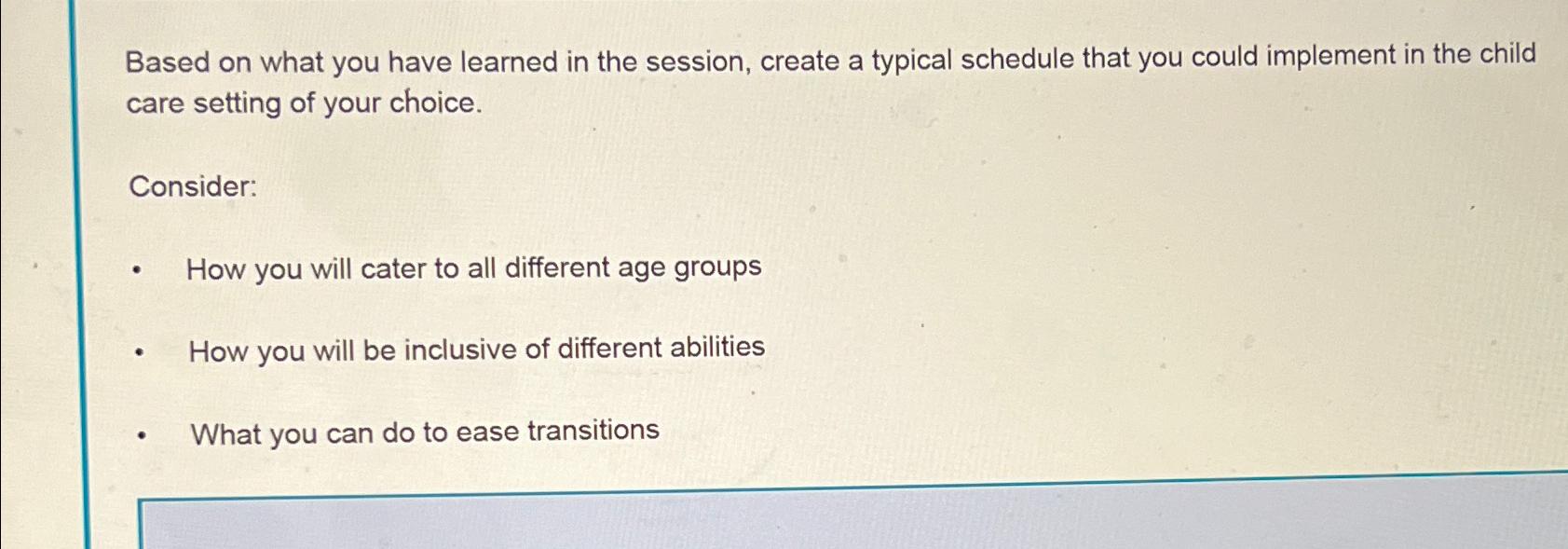 Solved Based on what you have learned in the session, create | Chegg.com