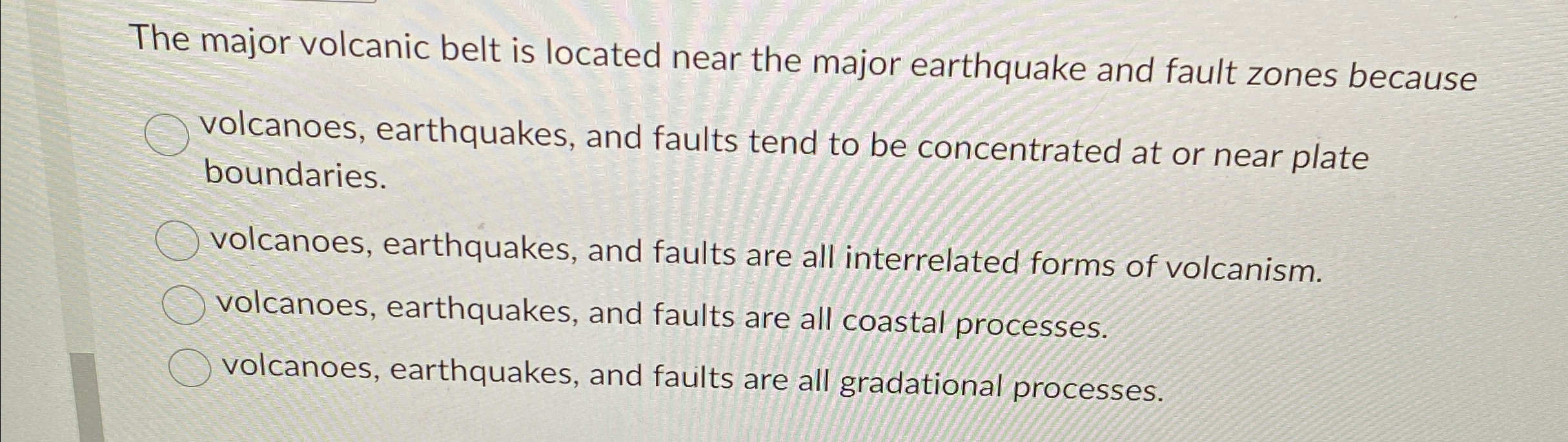 Solved The major volcanic belt is located near the major | Chegg.com