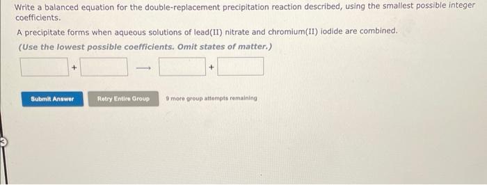 Solved Write a balanced equation for the double-replacement | Chegg.com