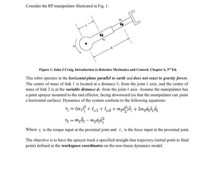 Solved Consider the RP manipulator illustrated in Fig. 1. | Chegg.com