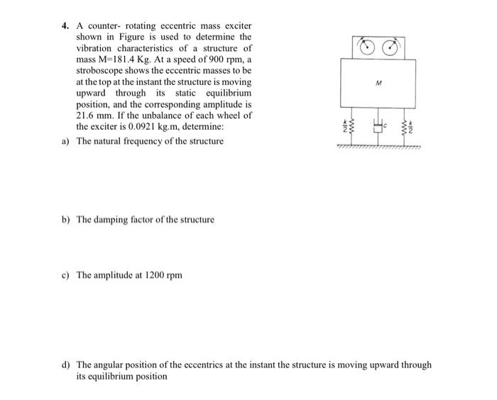 Solved 4. A counter- rotating eccentric mass exciter shown | Chegg.com