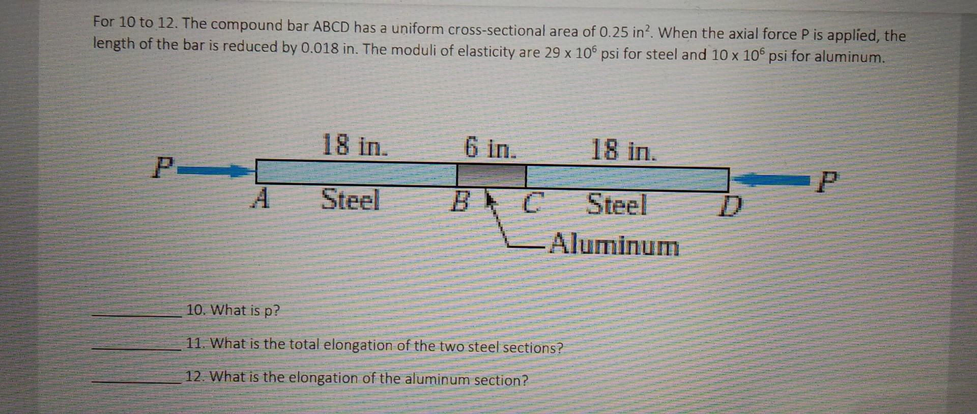 Solved For 13 to 15. The compound bar carries the axial | Chegg.com