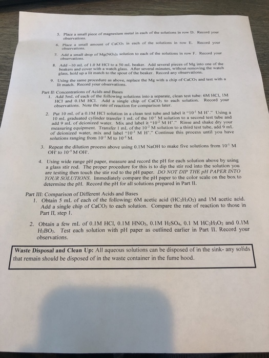 Experiment 5 Acids and Bases In this week's lab you | Chegg.com