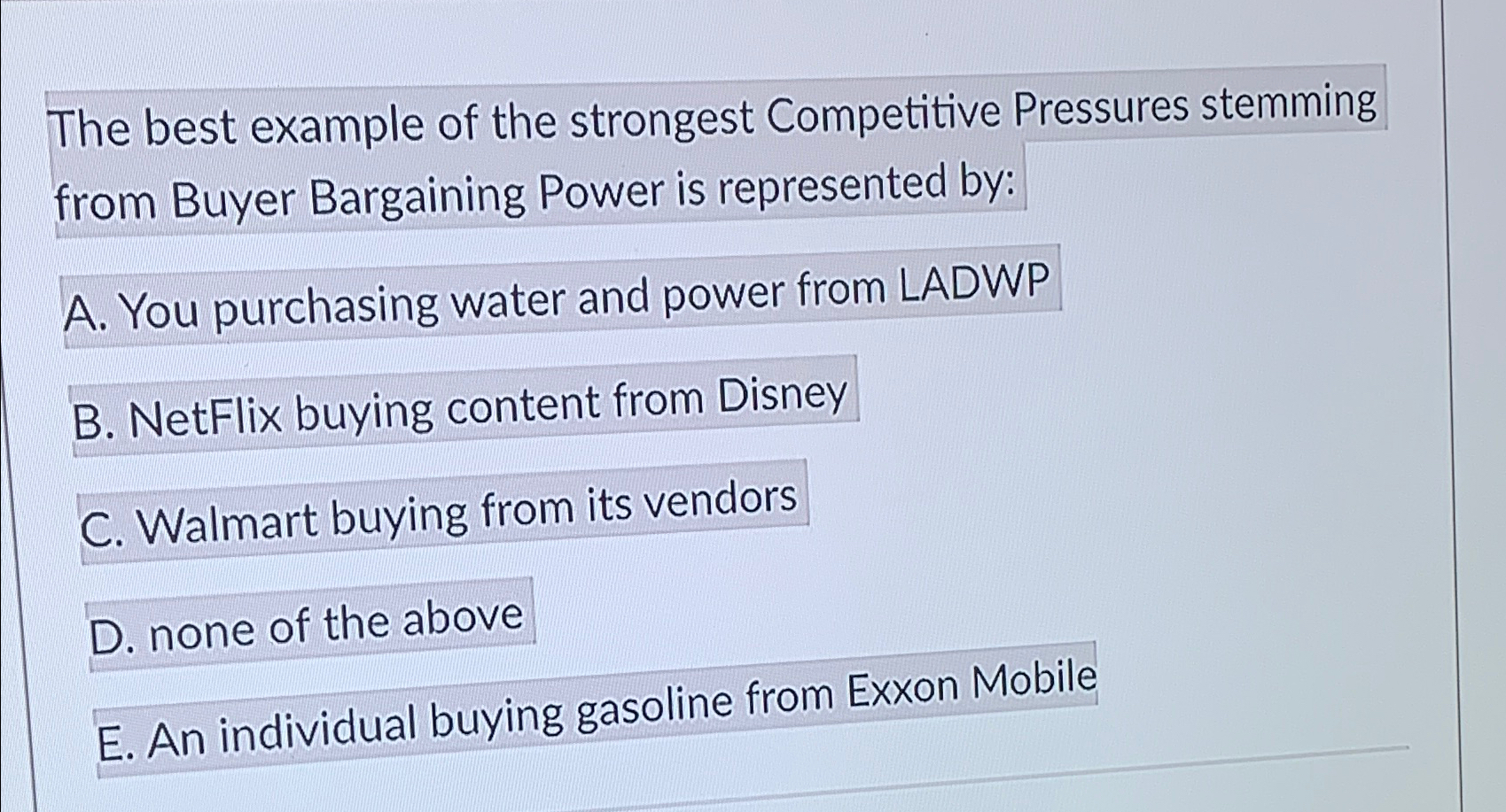 Solved The best example of the strongest Competitive | Chegg.com