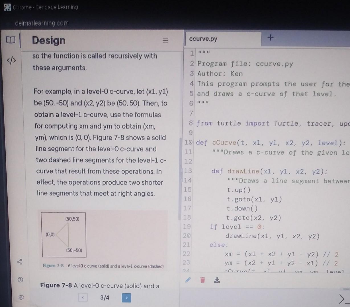 2 Program file: ccurve.py Summary 3 Author: Ken 4 | Chegg.com