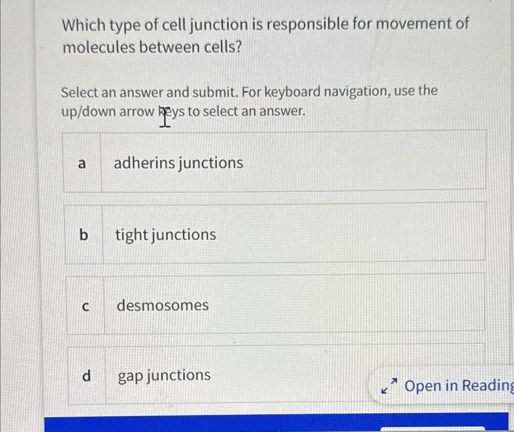Solved Which type of cell junction is responsible for | Chegg.com