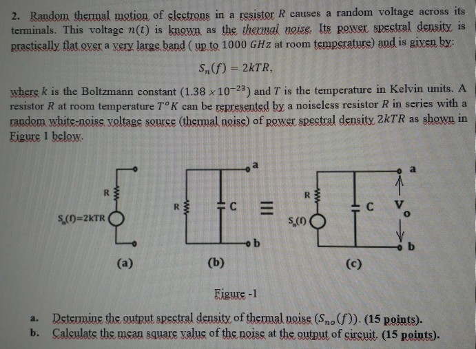 Solved 2. Random thermal motion of electrons in a resistor R | Chegg.com