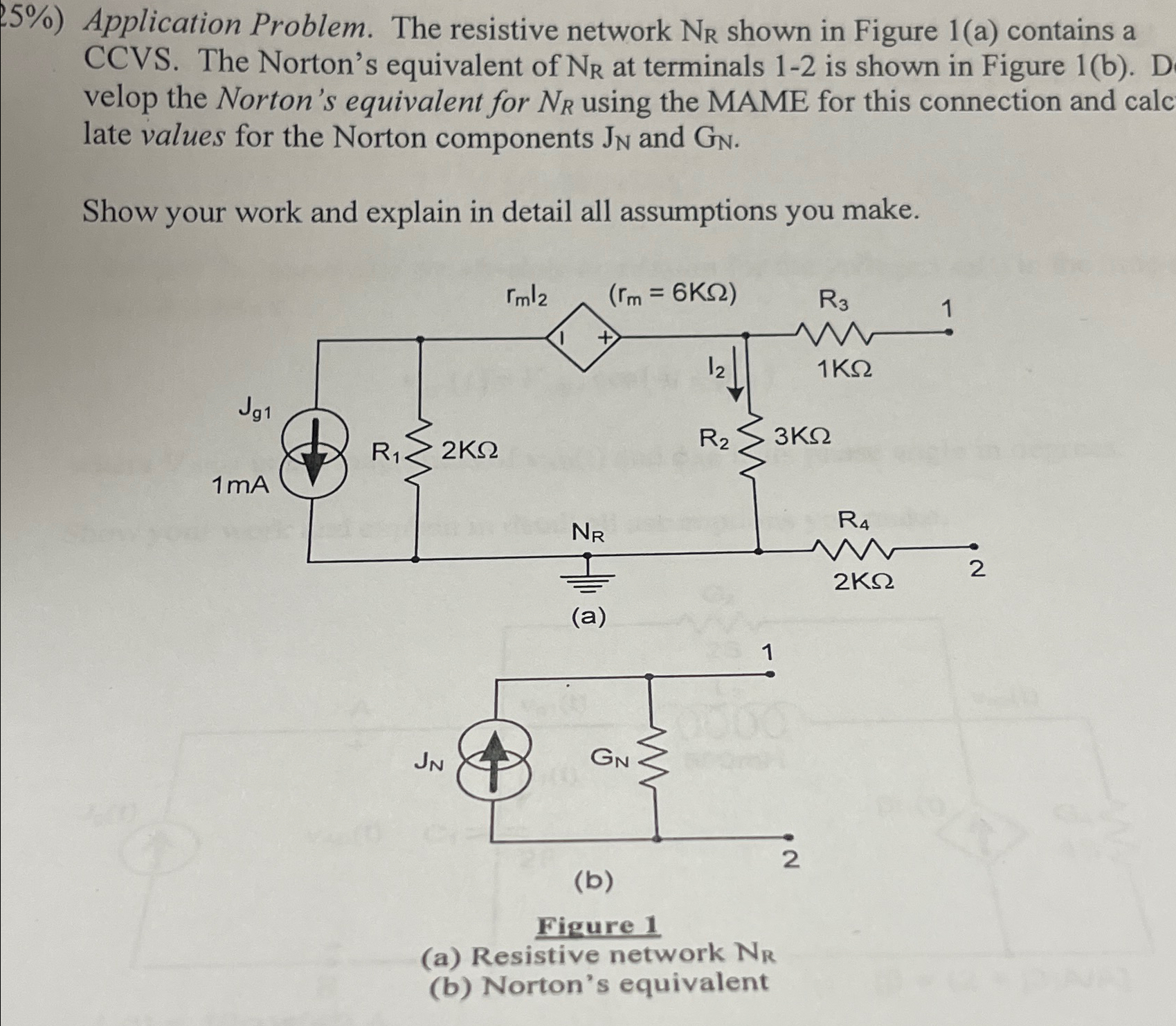Solved 25%) ﻿Application Problem. The resistive network NR | Chegg.com