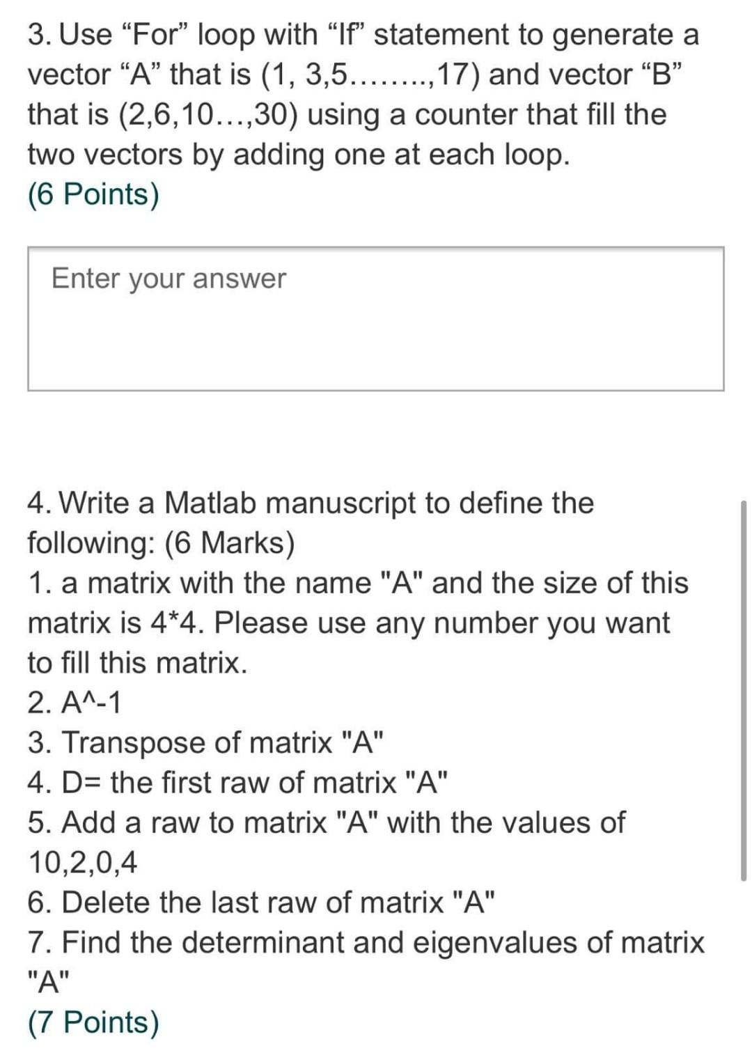 Solved 3. Use “For” loop with “It” statement to generate a | Chegg.com