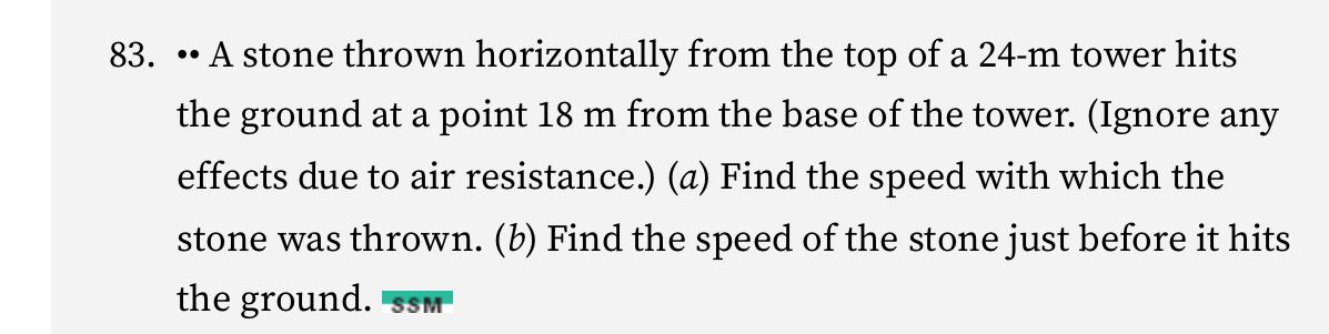 Solved A stone thrown horizontally from the top of a 24-m | Chegg.com