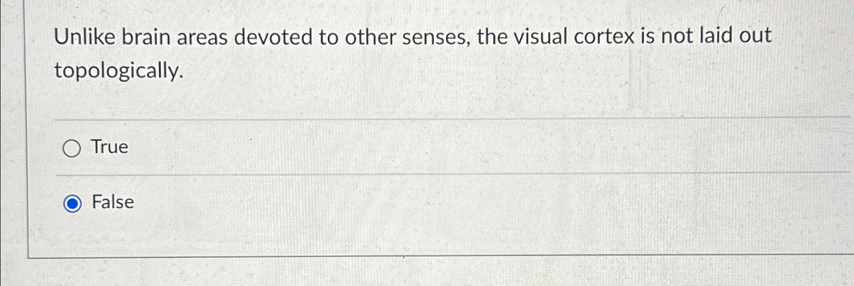 Solved Unlike brain areas devoted to other senses, ﻿the | Chegg.com