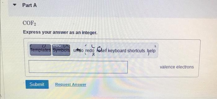 Solved COF2 Express your answer as an integer. valence | Chegg.com
