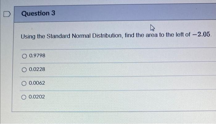 Solved Using the Standard Normal Distribution, find the area | Chegg.com